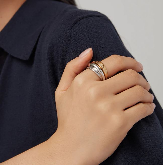 Jenny Bird Two Tone Leona Two Ring Set Size 8 – The Vault Jewelry Halifax