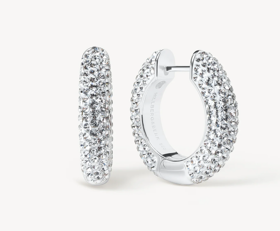 Hillberg And Berk Medium White Sparkle Hoops – The Vault Jewelry Halifax